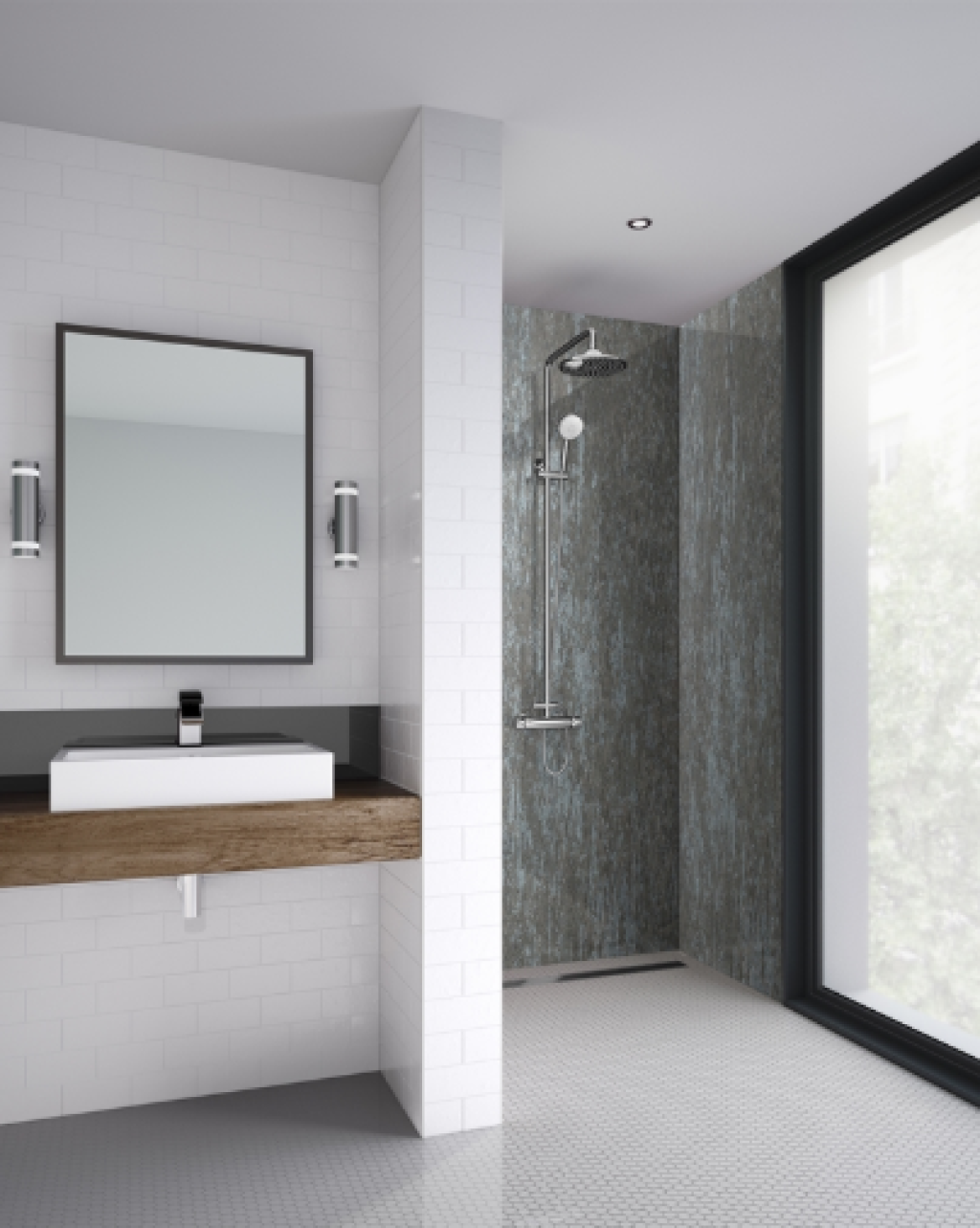 Silver Alloy Bathroom & Shower Wall Panel | Wetwall