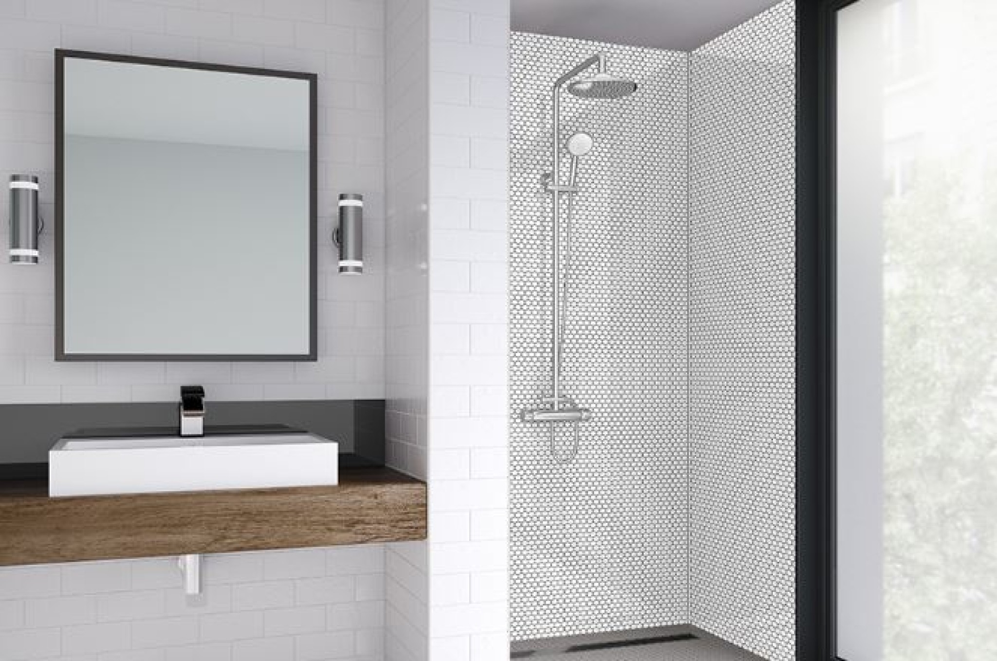 Hexagon Acrylic Shower Panel - 4mm Prints Finish