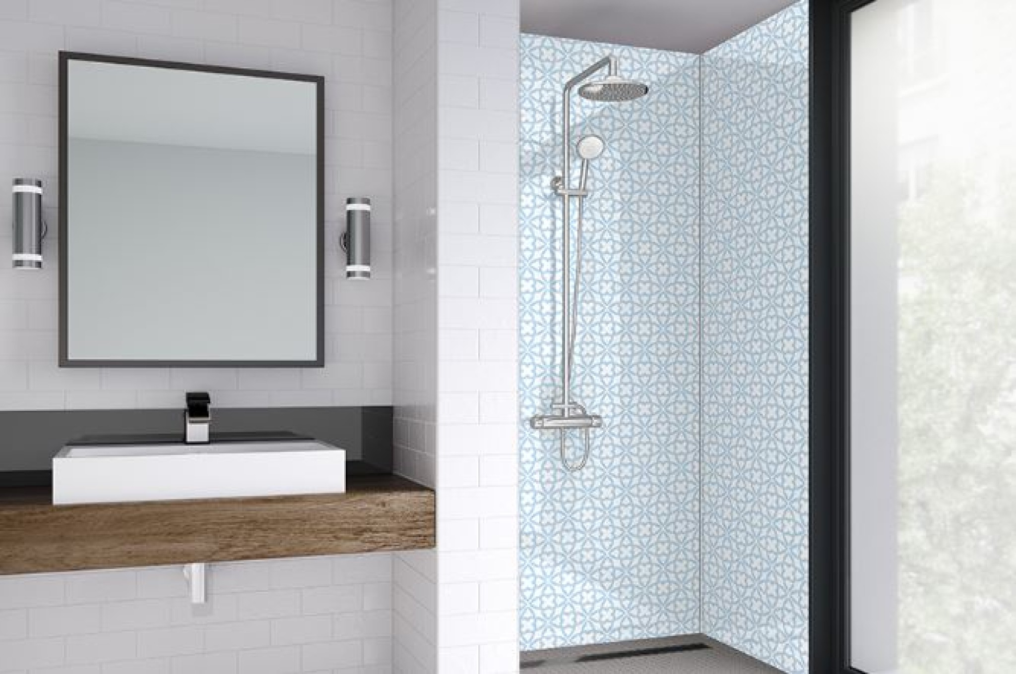 Maltese Blue Acrylic Shower Panel - 4mm Prints Finish