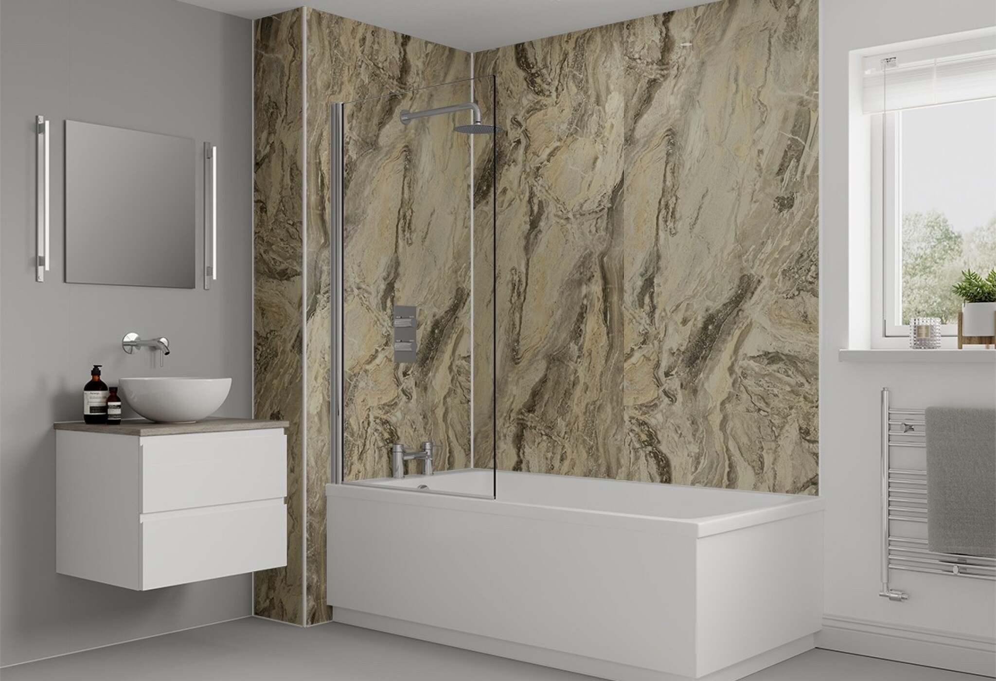 Cappuccino Stone Bathroom & Shower Wall Panel | Multipanel