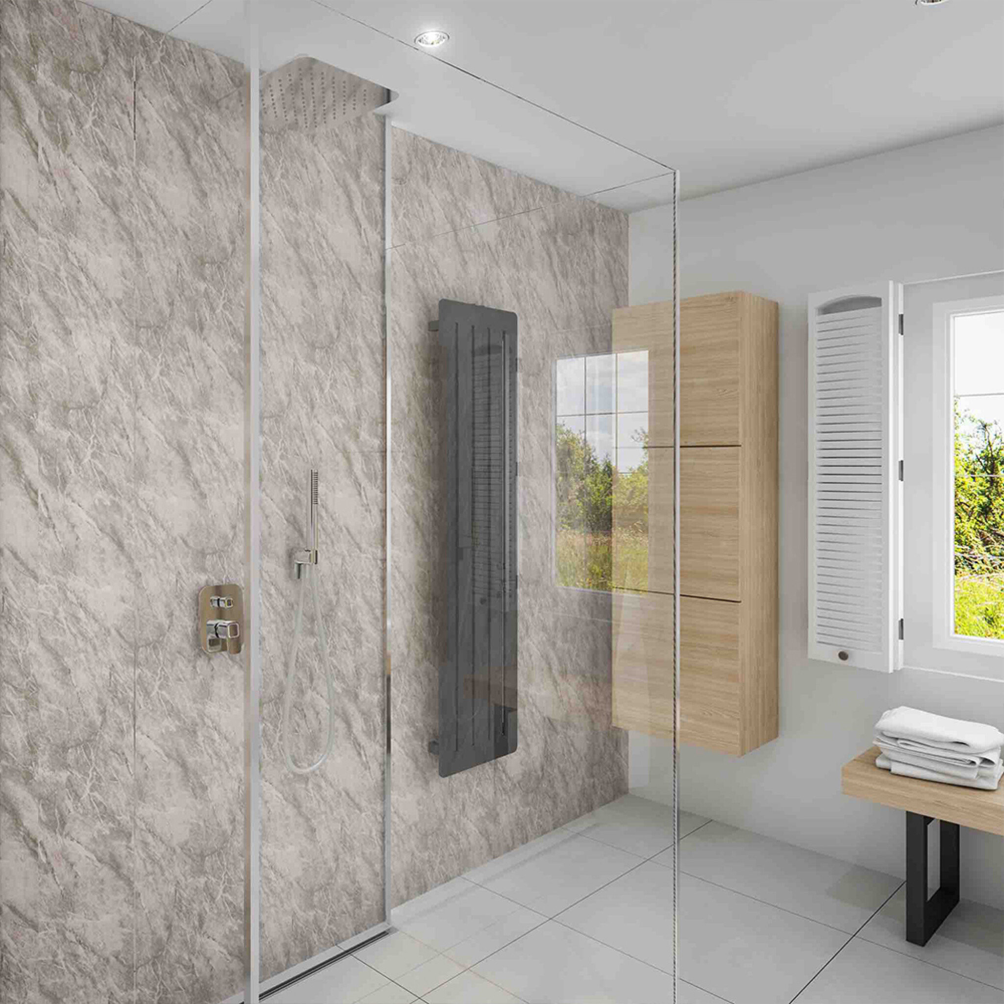 Aqua 1000 - Grey Marble Bathroom Wall Cladding